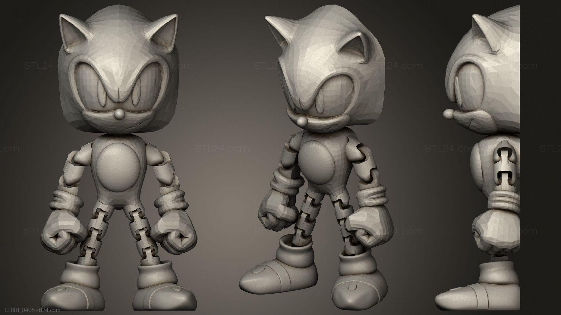 Chibi Funko - Sonic A, CHIBI_0405. 3D stl model for CNC